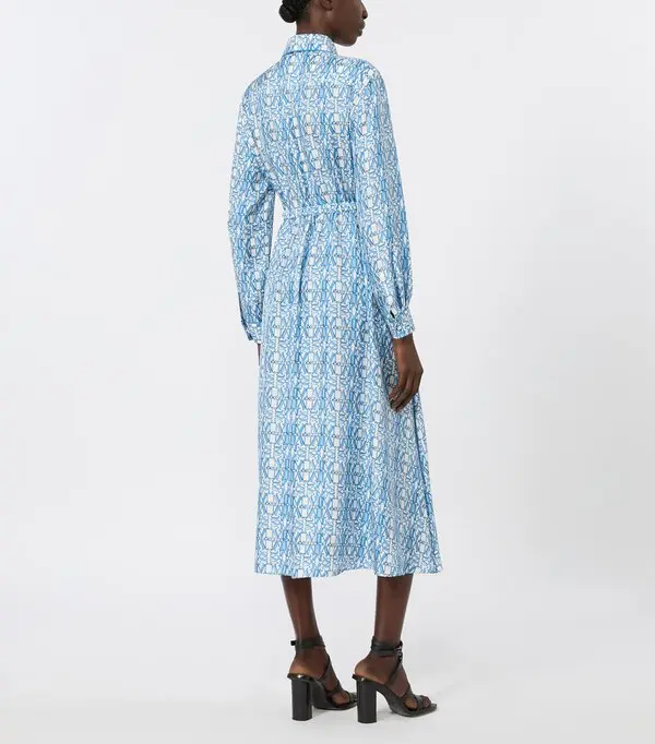 Max Mara Silk Midi Shirt Dress With Maxmarabesque Print