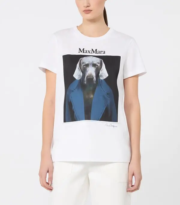Max Mara Dog Print Crewneck T-shirt - White