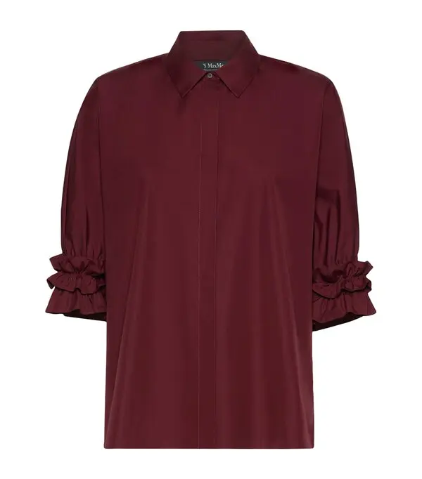 Max Mara Cotton Poplin Shirt With Flounced Cuffs