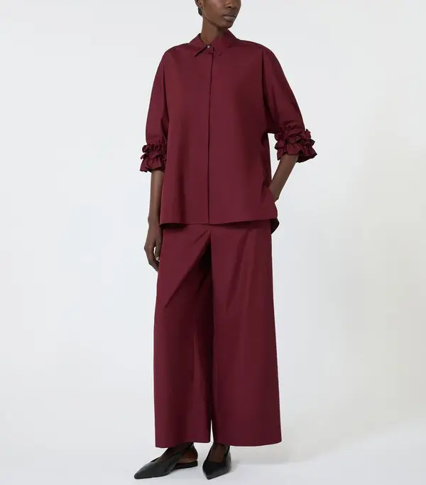 Max Mara Cotton Poplin Shirt With Flounced Cuffs