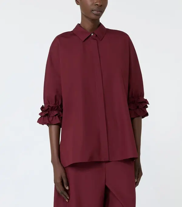 Max Mara Cotton Poplin Shirt With Flounced Cuffs
