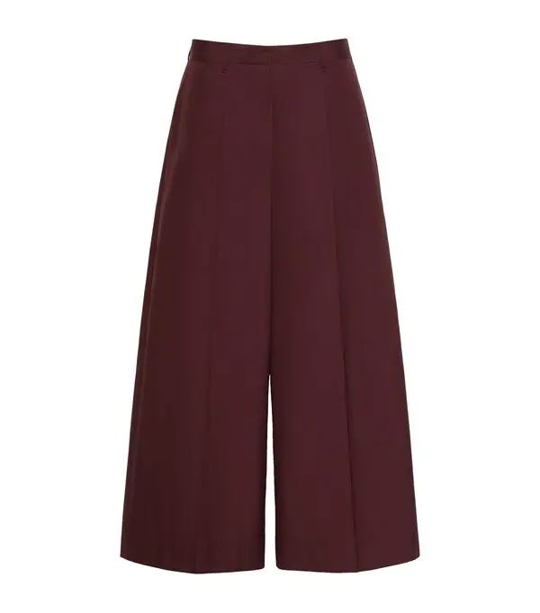 Max Mara Cotton Poplin Wide-leg Trousers - Burgundy
