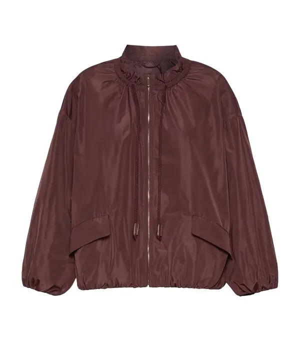 Max Mara Water-repellent Taffeta Bomber Jacket - Burgundy