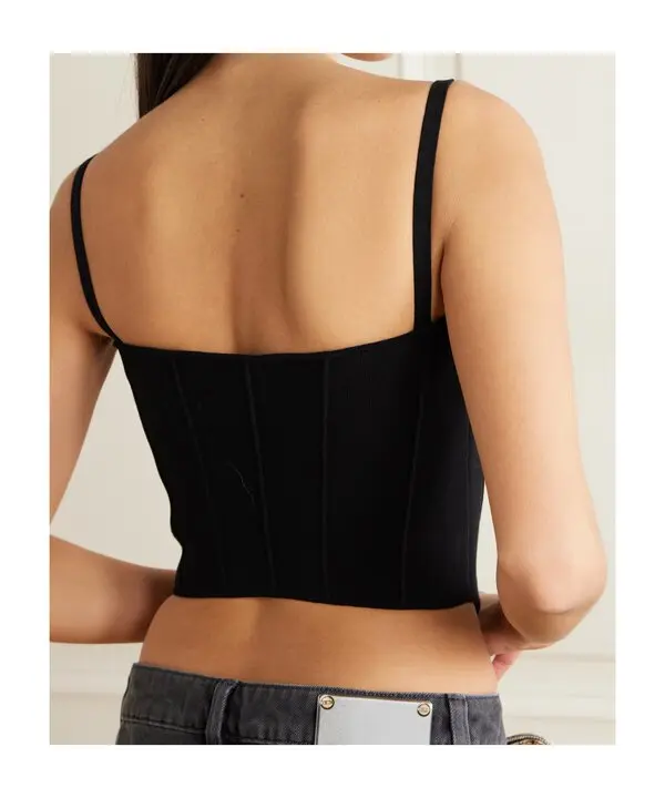 MUGLER Cropped Corset Top With Cut-out Detail