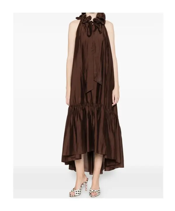 TWINSET Ruffled Sleeveless Halterneck Maxi Dress