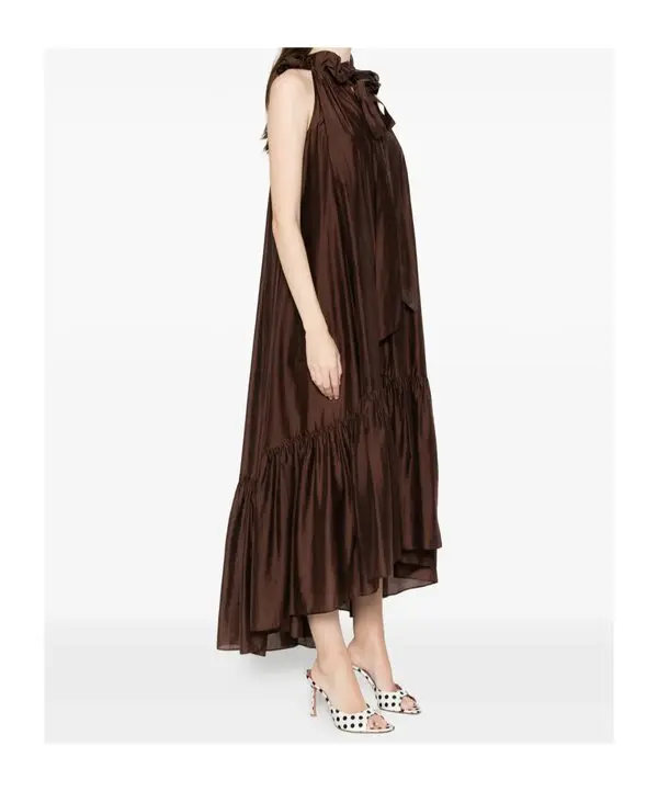 TWINSET Ruffled Sleeveless Halterneck Maxi Dress