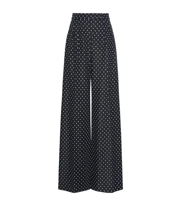 Max Mara Polka Dot Wide-leg Trousers - Navy