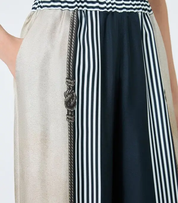 Max Mara Printed Silk Wide-leg Trousers - Navy