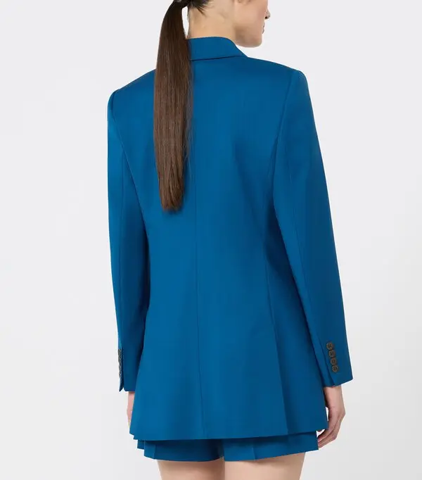 Max Mara Double Breasted Virgin Wool Blazer - Navy