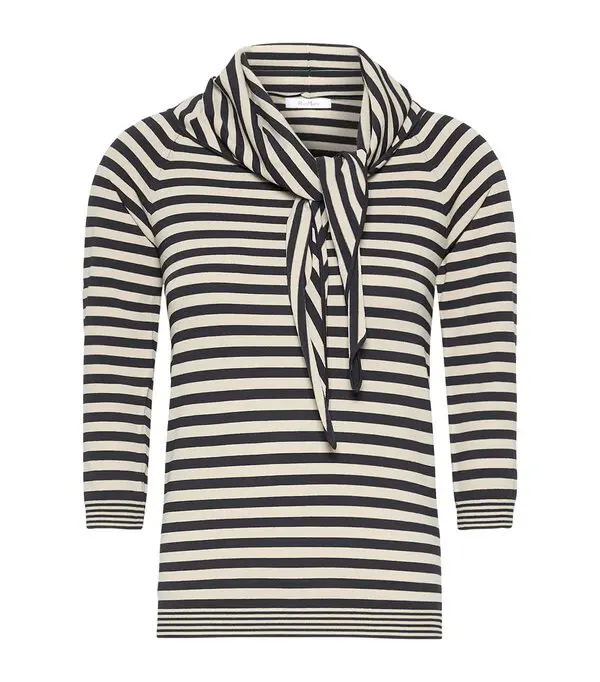 Max Mara Stripe T-shirt With Detachable Scarf - Grey