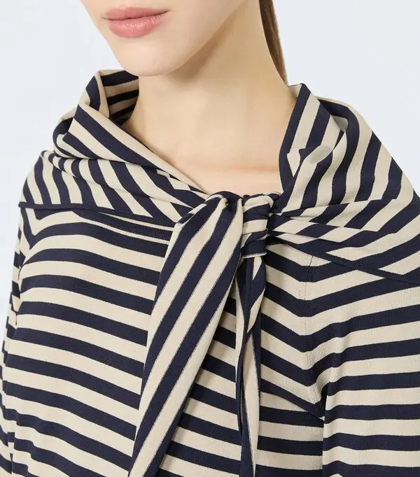 Max Mara Striped T-shirt With Detachable Scarf - Grey