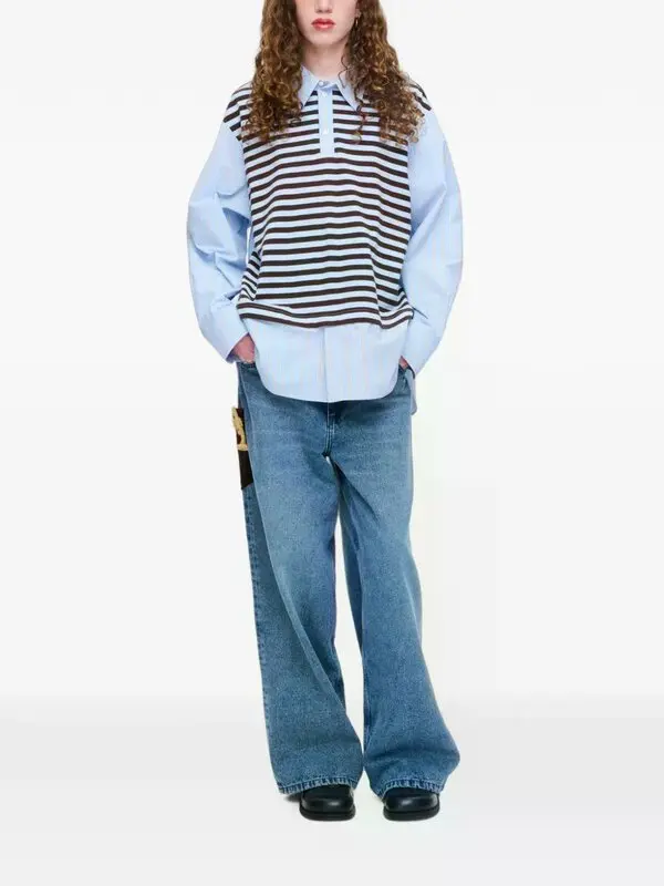 CHARLES JEFFREY Striped Cotton Polo Shirt