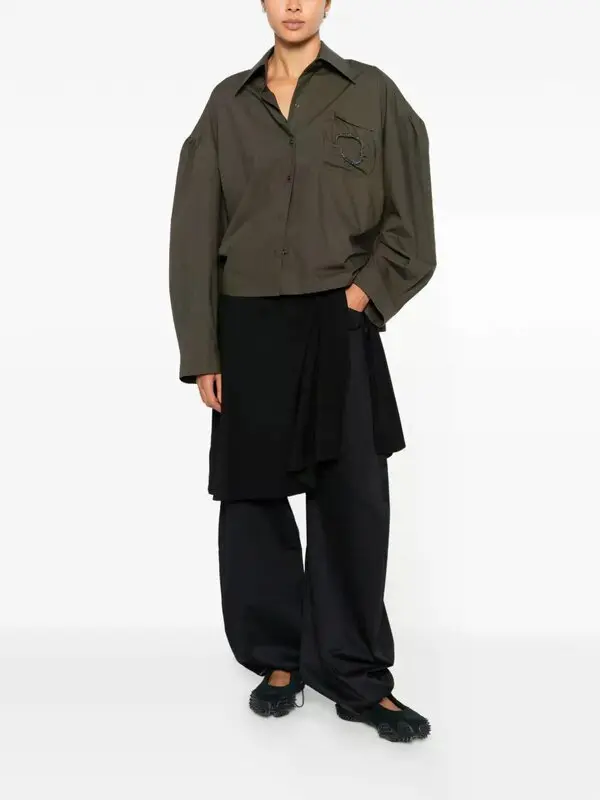 OPEN YY Bead-embellished Cropped Shirt