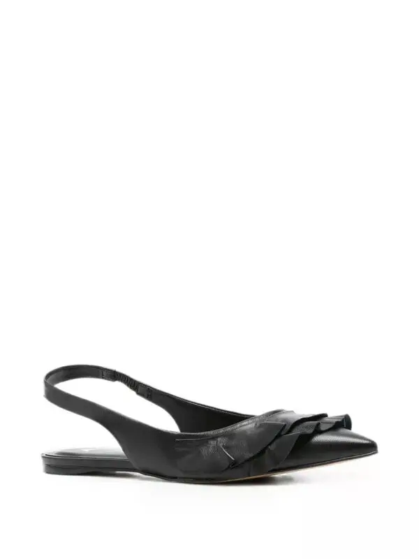 ANDREA CARRANO Ruffled Pointed-toe Flat Pumps