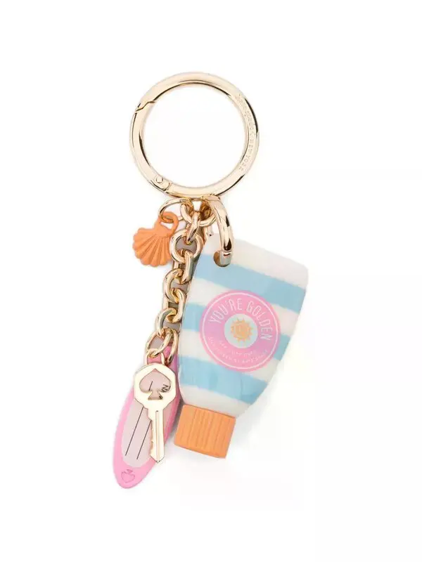 Kate Spade New York Striped Multi-charm Keyring - White