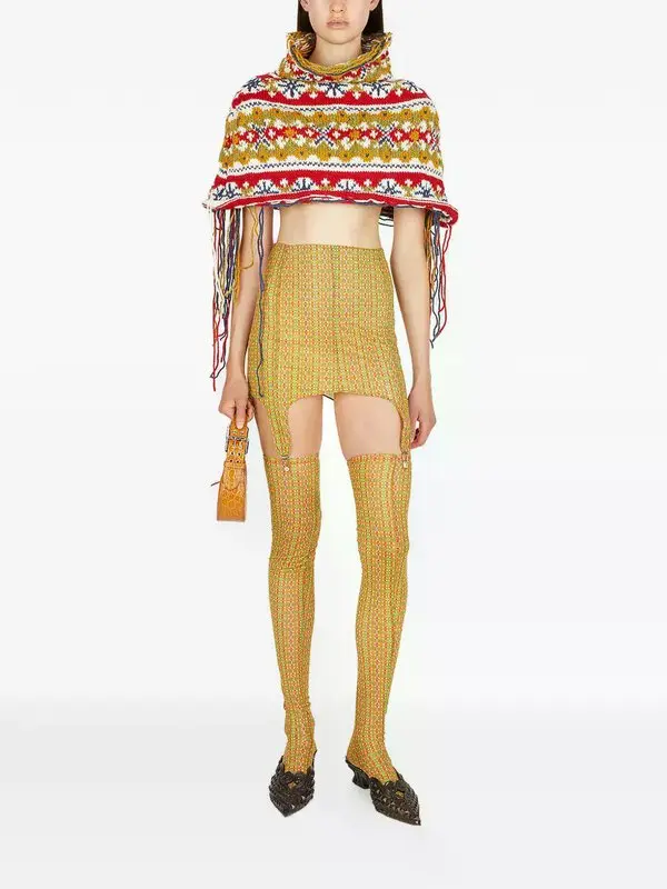 LOUISE LYNGH BJERREGAARD Intarsia High-neck Knit Top