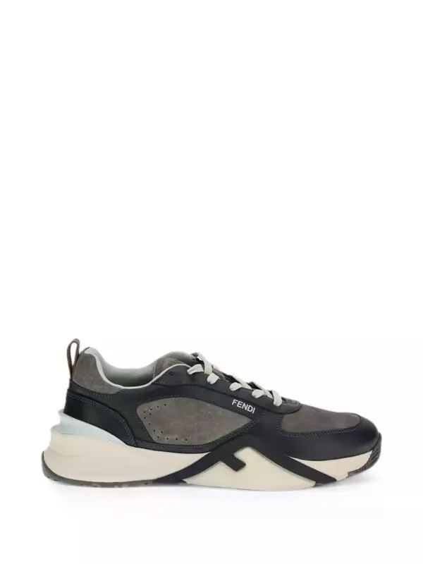 Fendi Flow Panelled Leather Sneakers - Blue