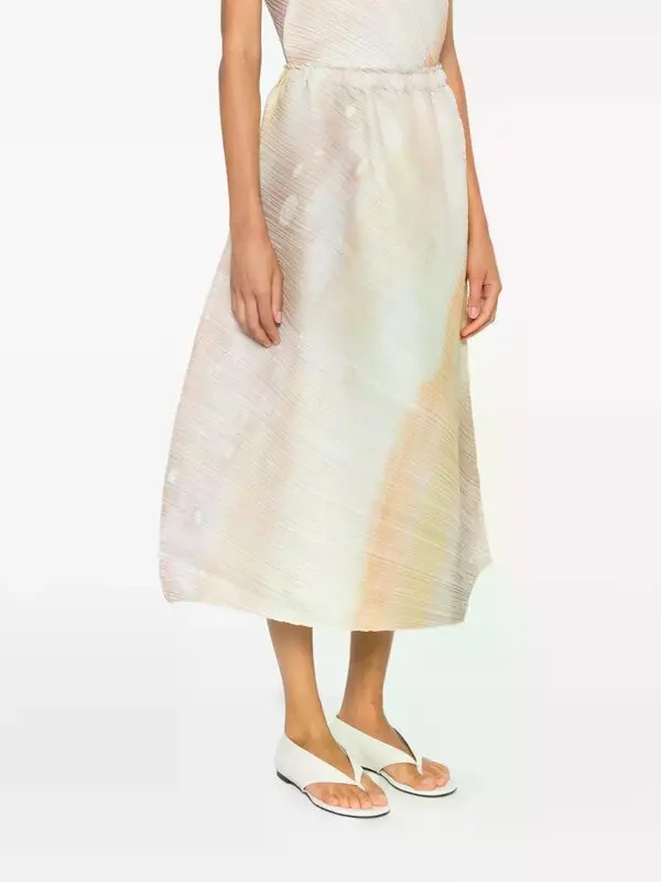Issey Miyake Pleated Abstract-print Midi Skirt - White