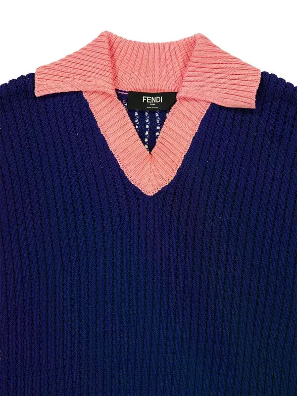 Fendi V-neck Ribbed Knit Sweater