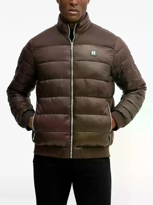 Karl Lagerfeld Quilted Logo-patch Jacket - Brown