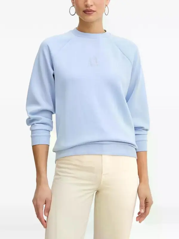 Armani Exchange Rhinestone Logo Raglan Sleeve Sweater - Blue