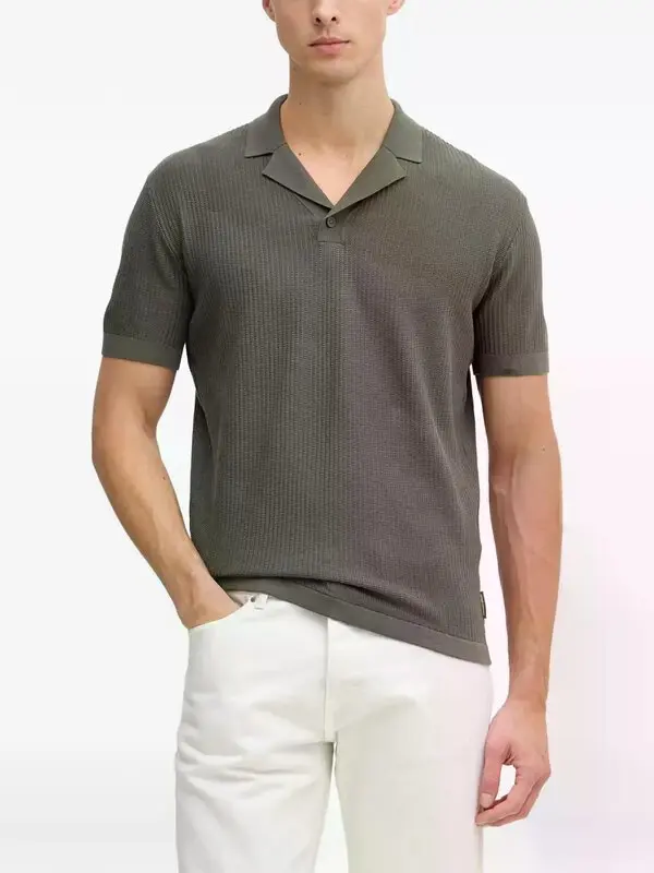 Armani Exchange Ribbed-knit Polo Shirt