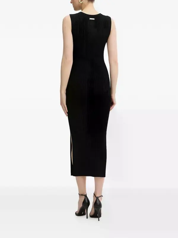 Armani Exchange Ribbed Knit V-neck Midi Dress