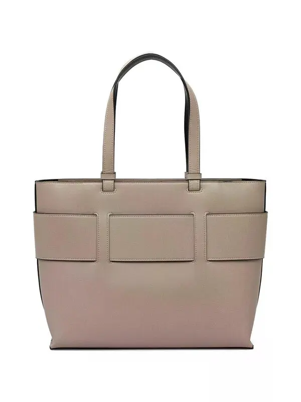 Armani Exchange Logo Plaque Buckled Tote Bag - Neutrals