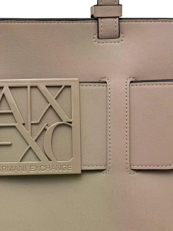 Armani Exchange Logo Plaque Buckled Tote Bag