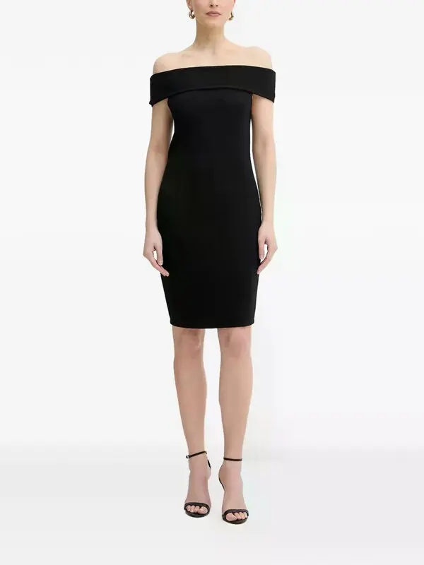 Armani Exchange Ribbed Off-shoulder Mini Dress - Black