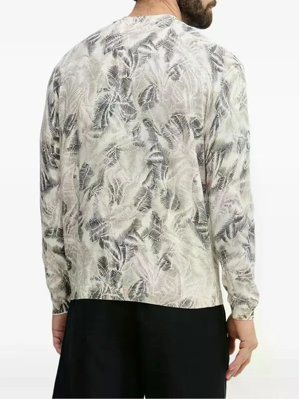 Armani Exchange Leaf Print Crew Neck Sweater