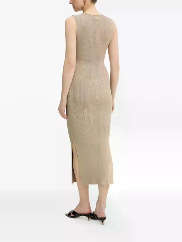 Armani Exchange Ribbed Knit V-neck Midi Dress