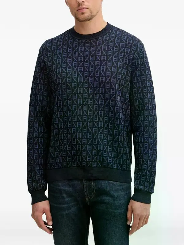 Armani Exchange Monogram Pattern Sweater - Blue