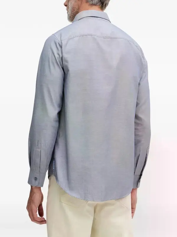 Armani Exchange Logo-embroidered Long-sleeve Shirt - Blue
