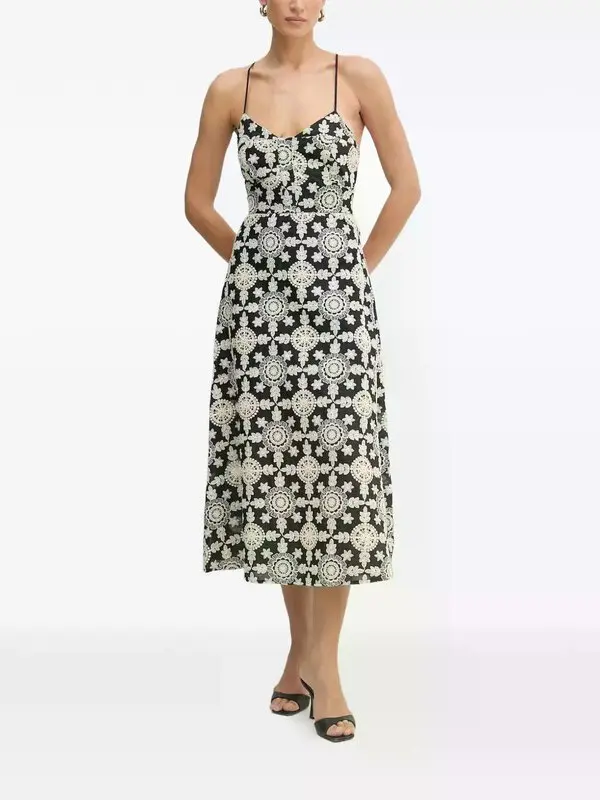 FRACOMINA Embroidered Lace-up Midi Dress
