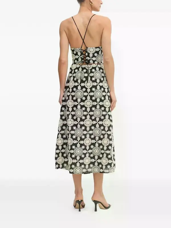 FRACOMINA Embroidered Lace-up Midi Dress
