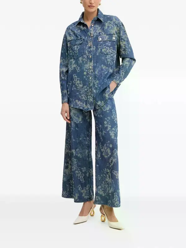 FRACOMINA Floral Print Denim Shirt