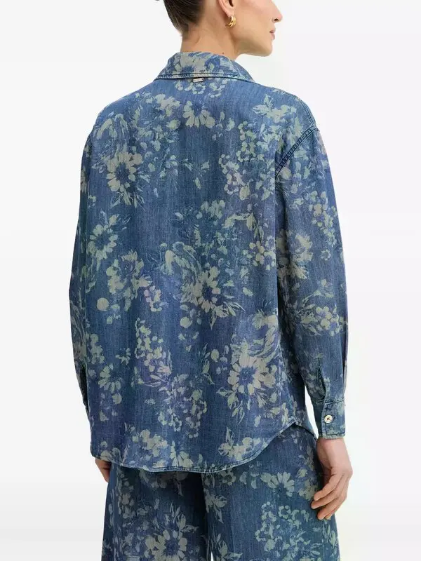 FRACOMINA Floral Print Denim Shirt