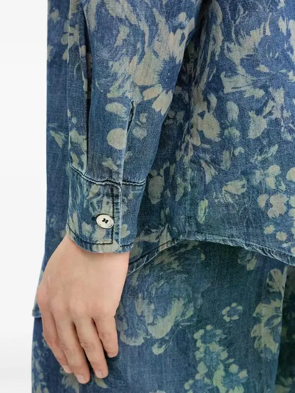FRACOMINA Floral Print Denim Shirt