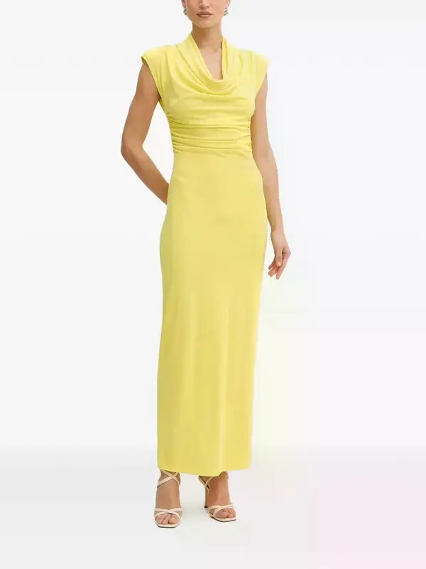 FRACOMINA Cowl Neck Open Back Maxi Dress - Yellow