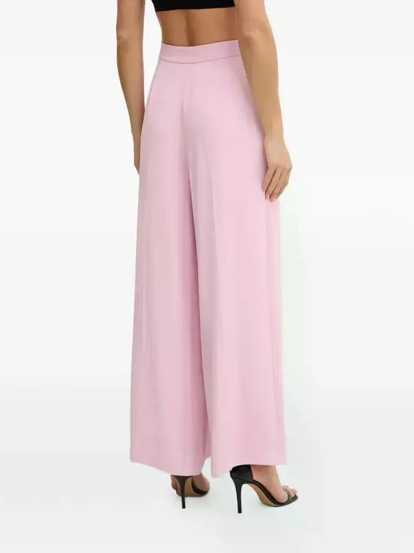 FRACOMINA Wide Leg Pleated Trousers With Logo Plaque