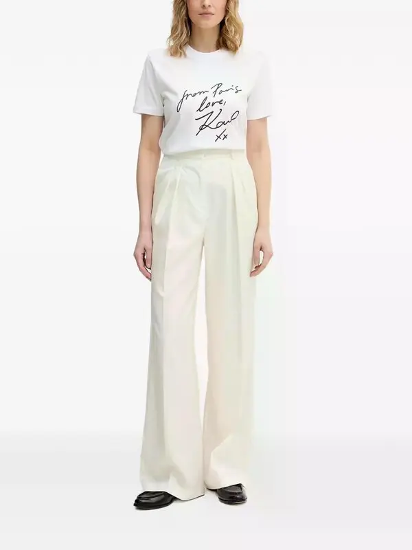 Karl Lagerfeld Logo Embroidered Wide-leg Trousers