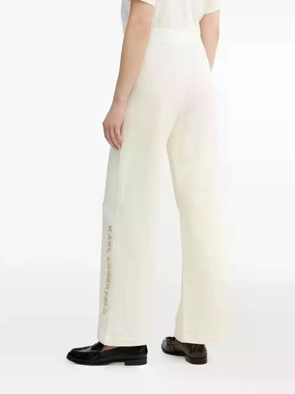 Karl Lagerfeld Logo Embroidered Wide-leg Trousers
