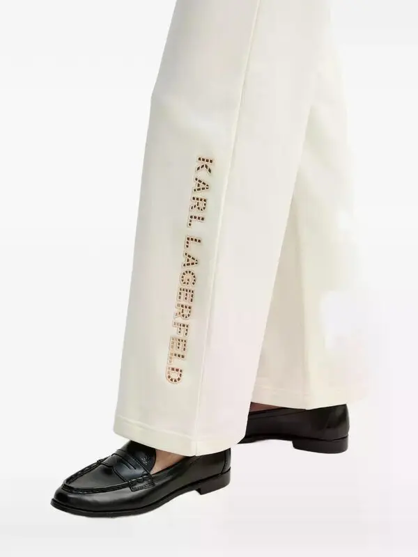Karl Lagerfeld Logo Embroidered Wide-leg Trousers