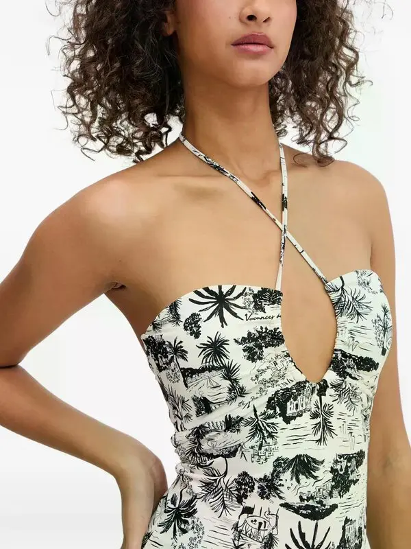 Karl Lagerfeld Graphic Print Halterneck Swimsuit
