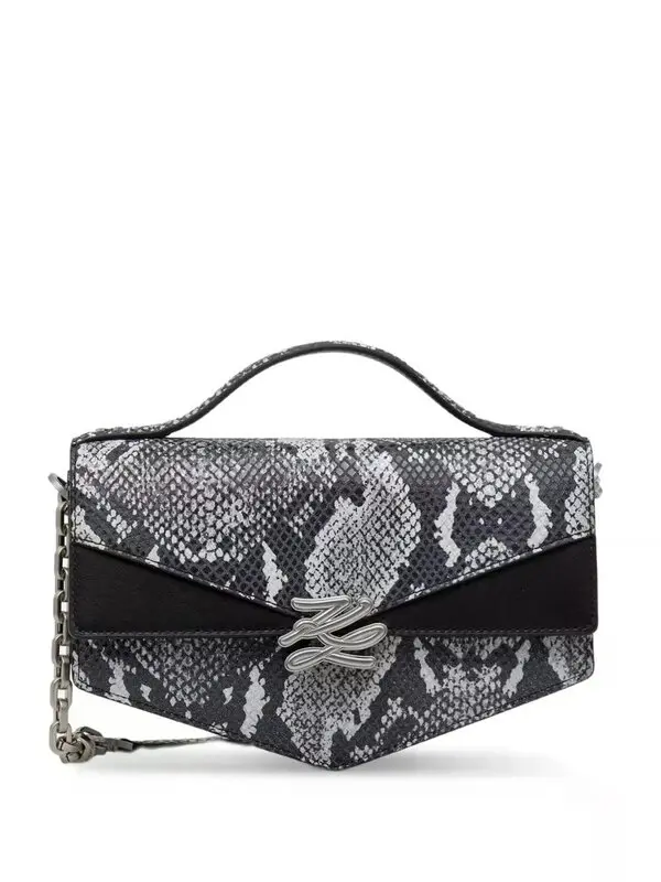 Karl Lagerfeld Snake-effect Logo Plaque Cross Body Bag
