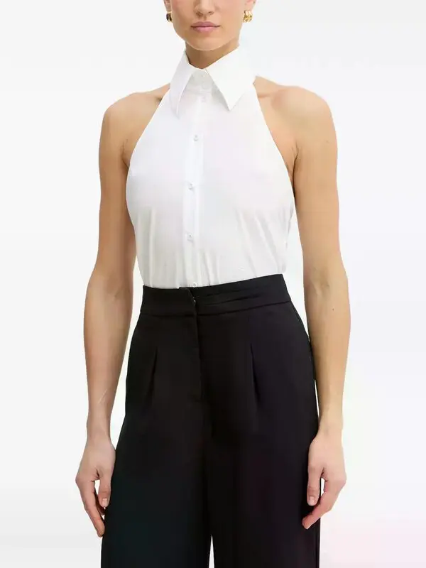 Karl Lagerfeld Halterneck Top With Back Tie - White