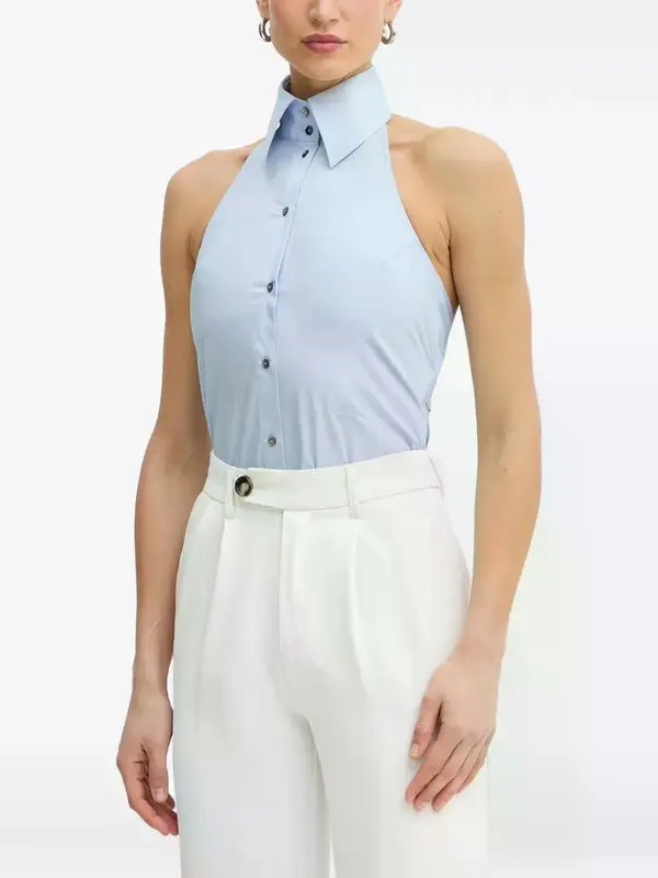 Karl Lagerfeld Halterneck Top With Pointed Collar