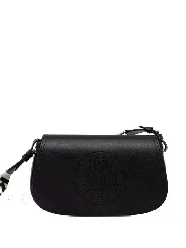 Karl Lagerfeld Perforated Logo Leather Crossbody Bag - Black