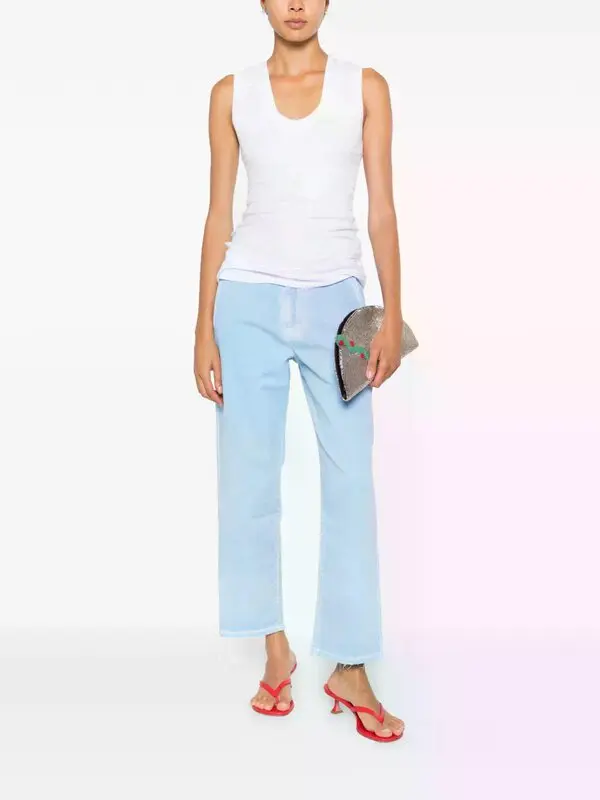 ODEEH Logo-embroidered Frayed Jeans - Blue